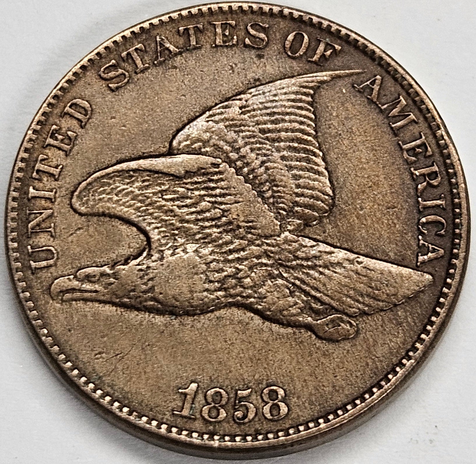 1858 Large Letters Flying Eagle Cent Extremely Fine – Mount Vernon Coin