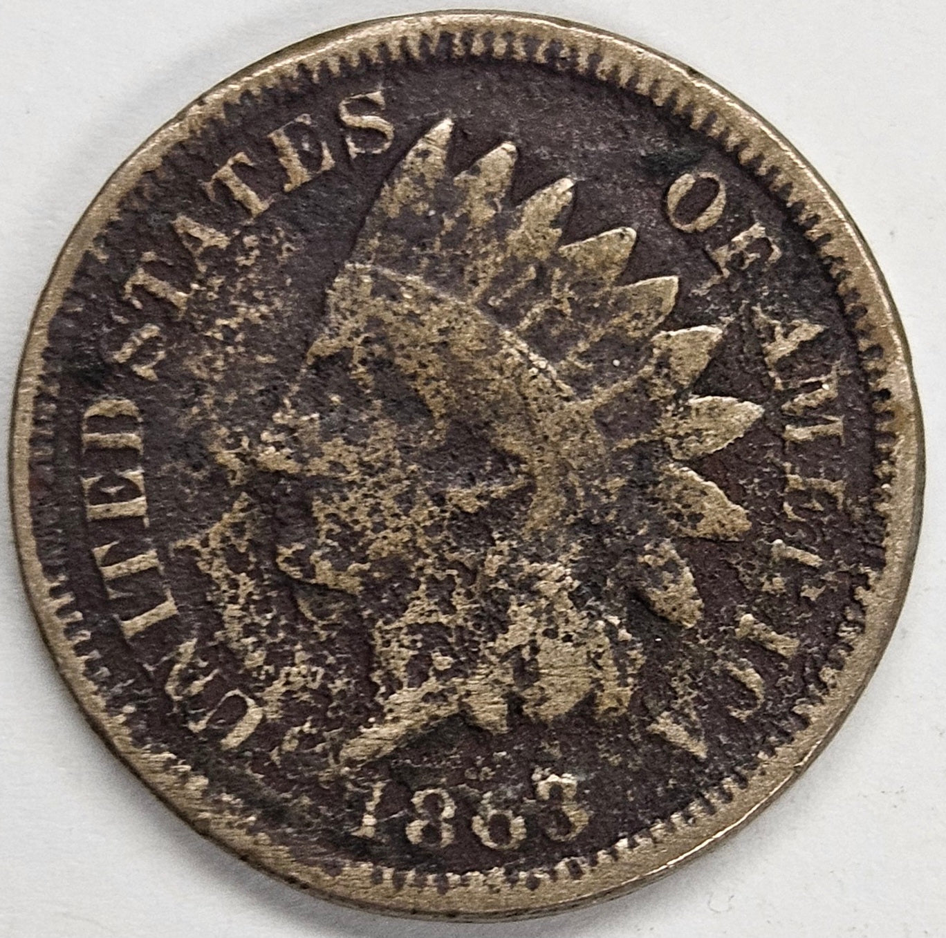 1863 Copper-Nickel Indian Cent Fine corrosion – Mount Vernon Coin