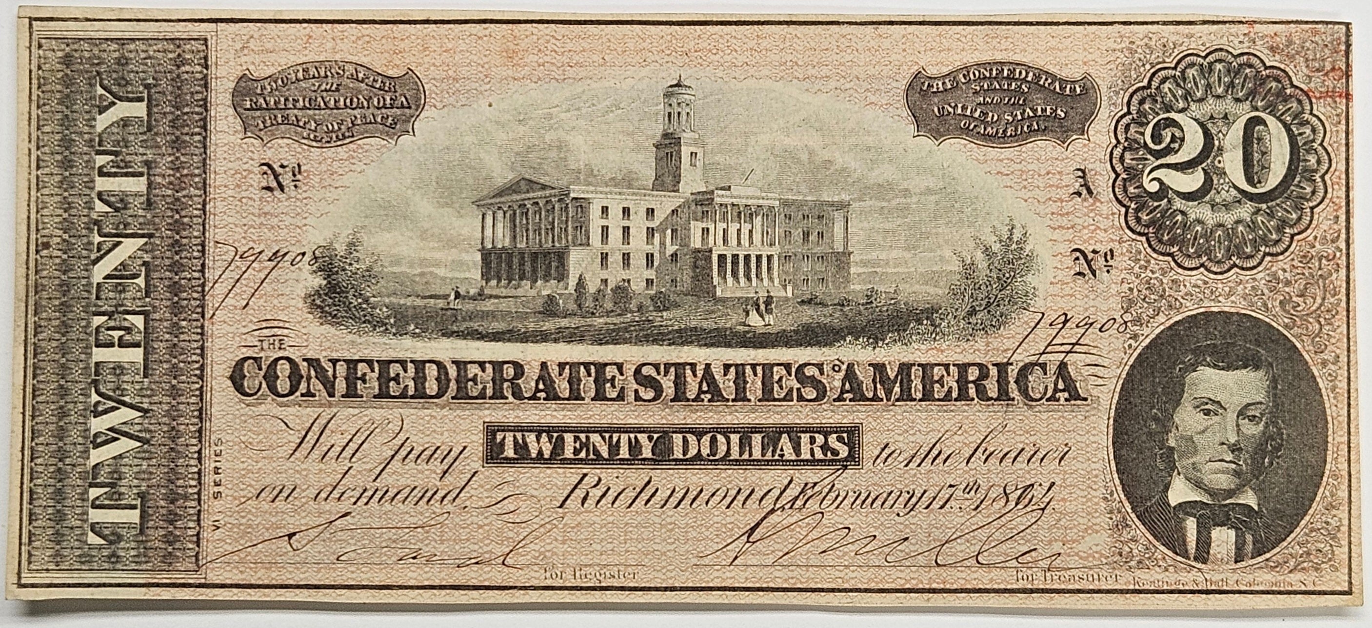 1864 $20.00 Confederate Note T-67 Select Crisp Uncirculated – Mount ...