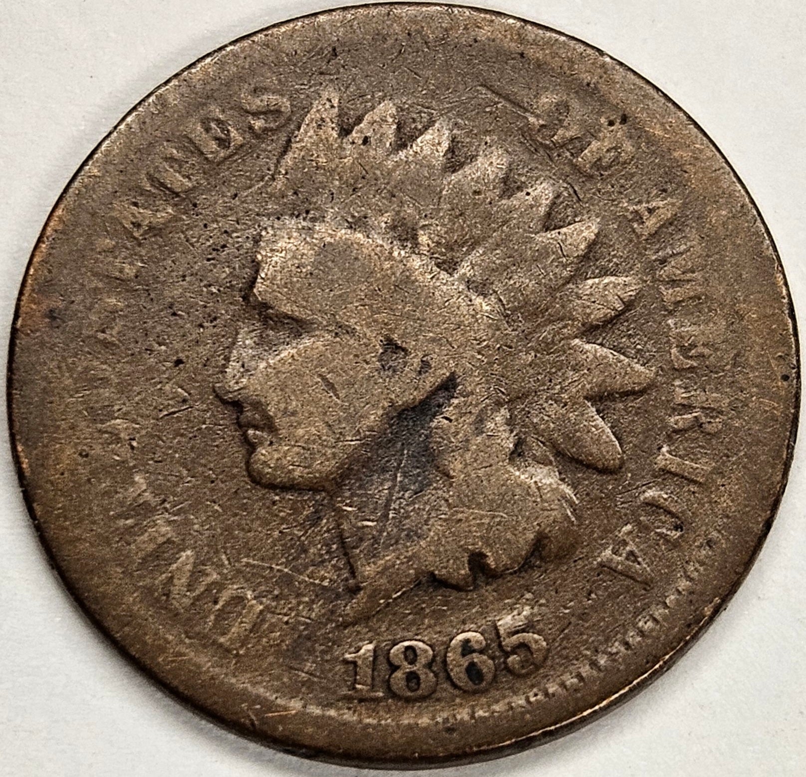 1865 Plain 5 Indian Cent About Good – Mount Vernon Coin