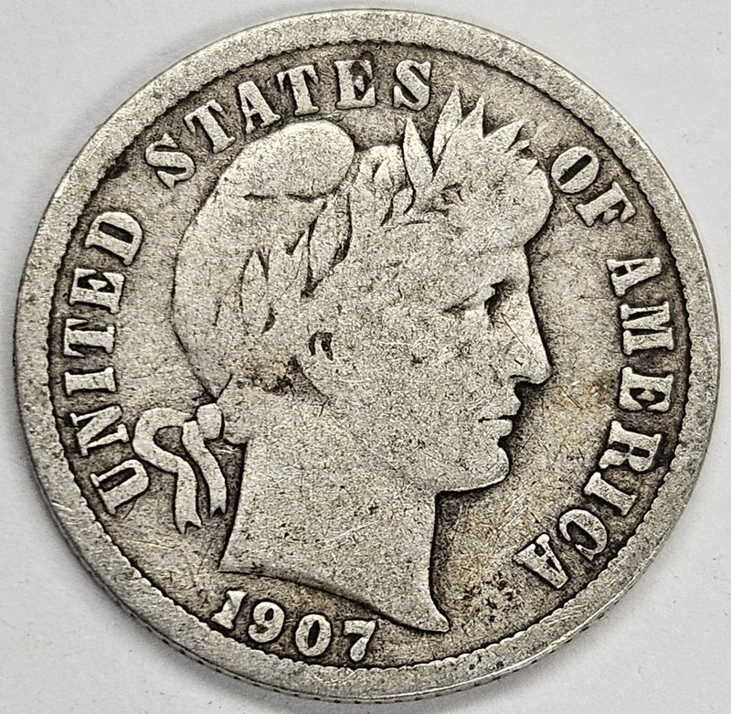 1907 Barber Dime Very Good – Mount Vernon Coin