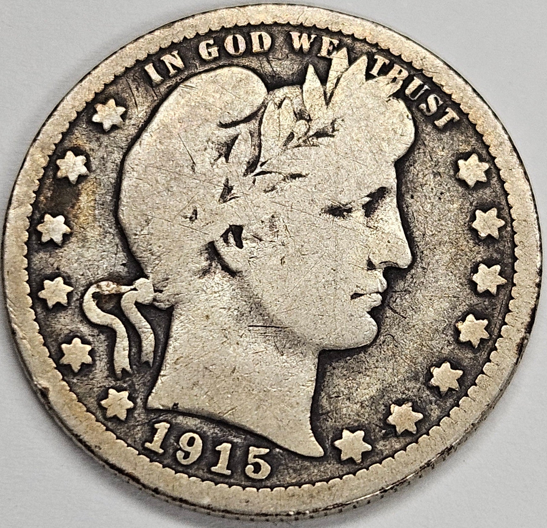1915 Barber Quarter Good/VG – Mount Vernon Coin