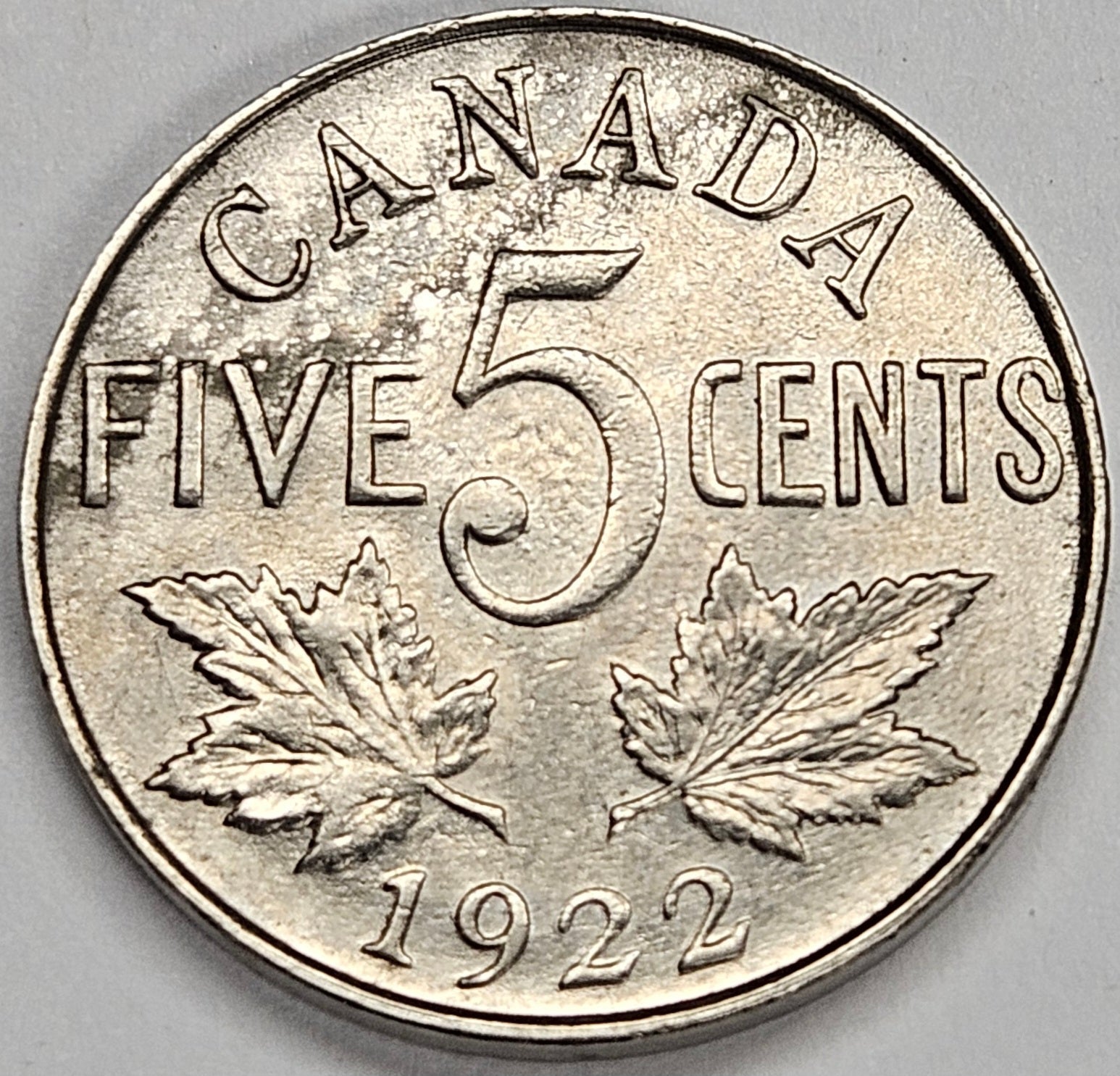 1922 Far Canadian 5 Cents Choice About Uncirculated – Mount Vernon Coin