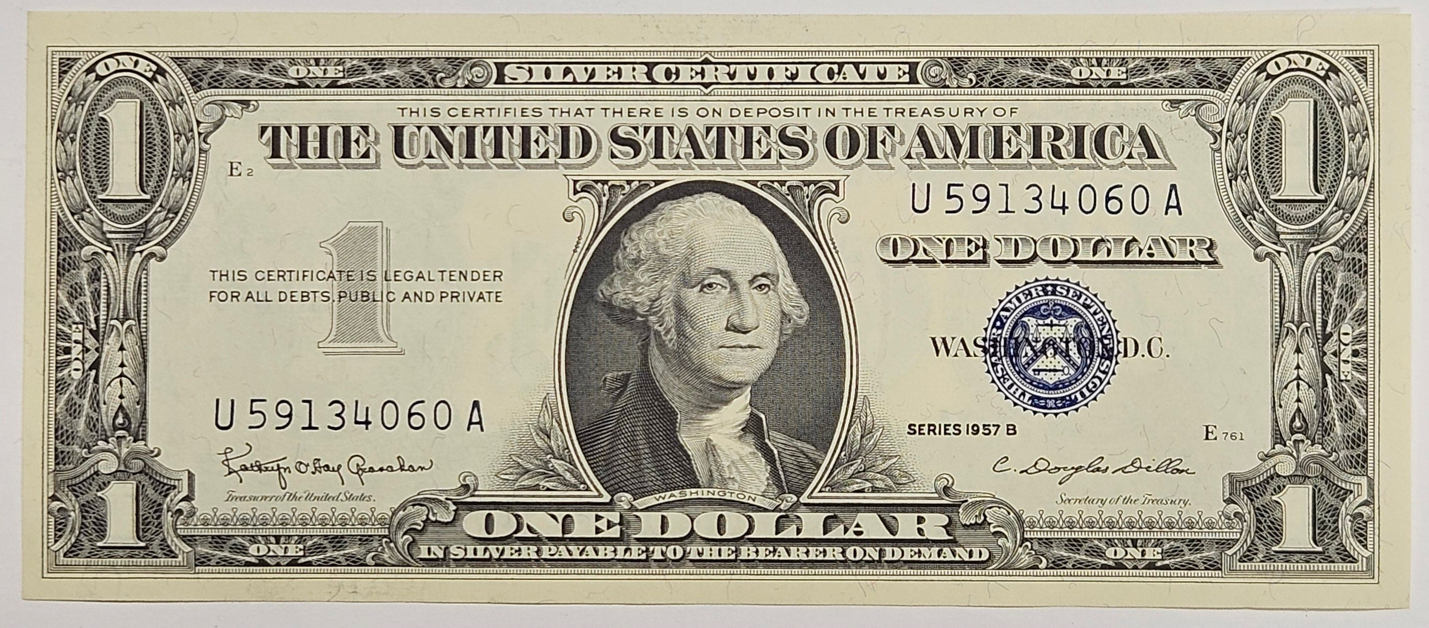 $1.00 1957 B Silver Certificate Superb Crisp Uncirculated – Mount ...