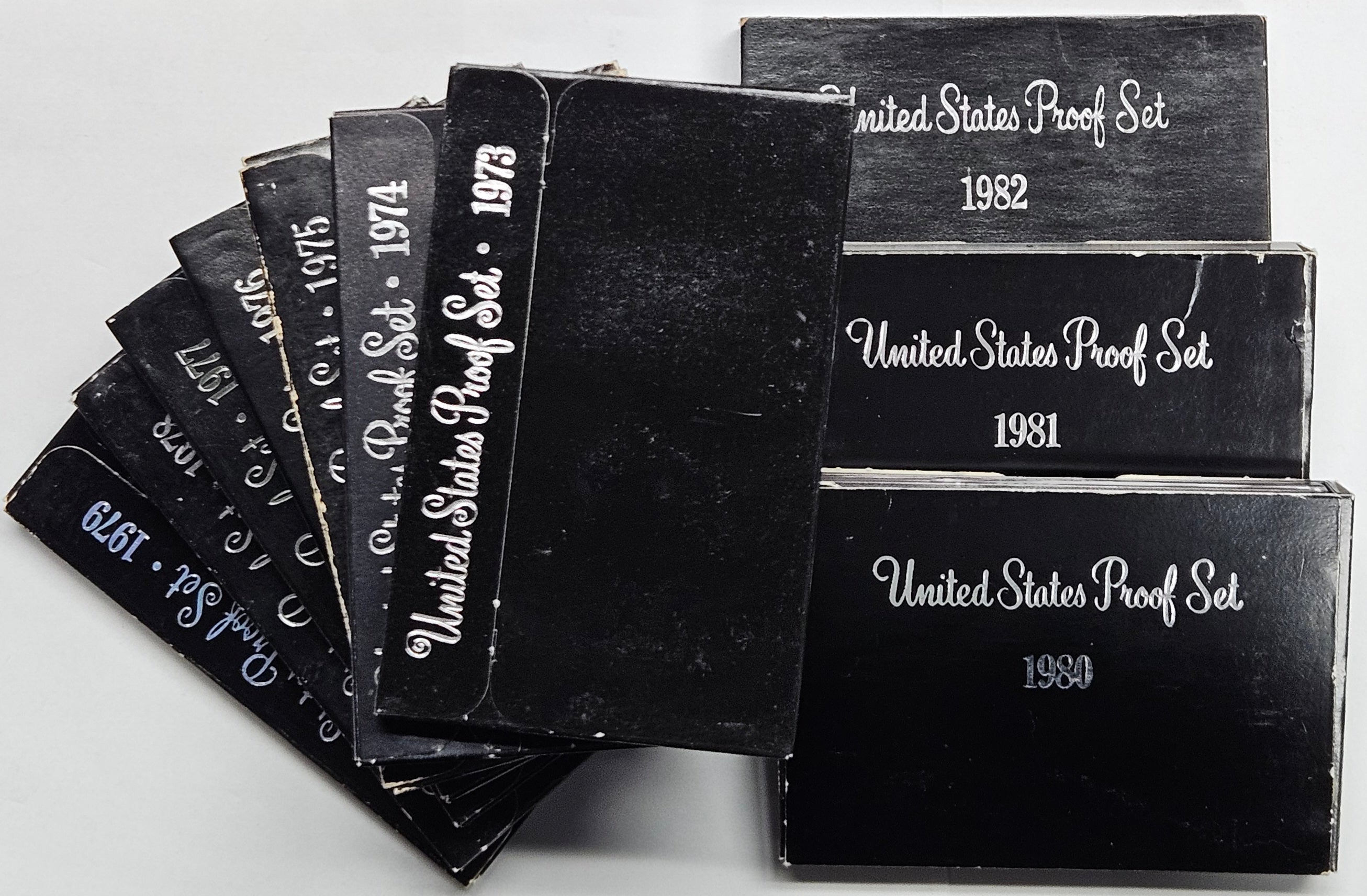 All 10 Black Box Clad Proof Sets 1973 to 1982 Gem Brilliant Proof ...