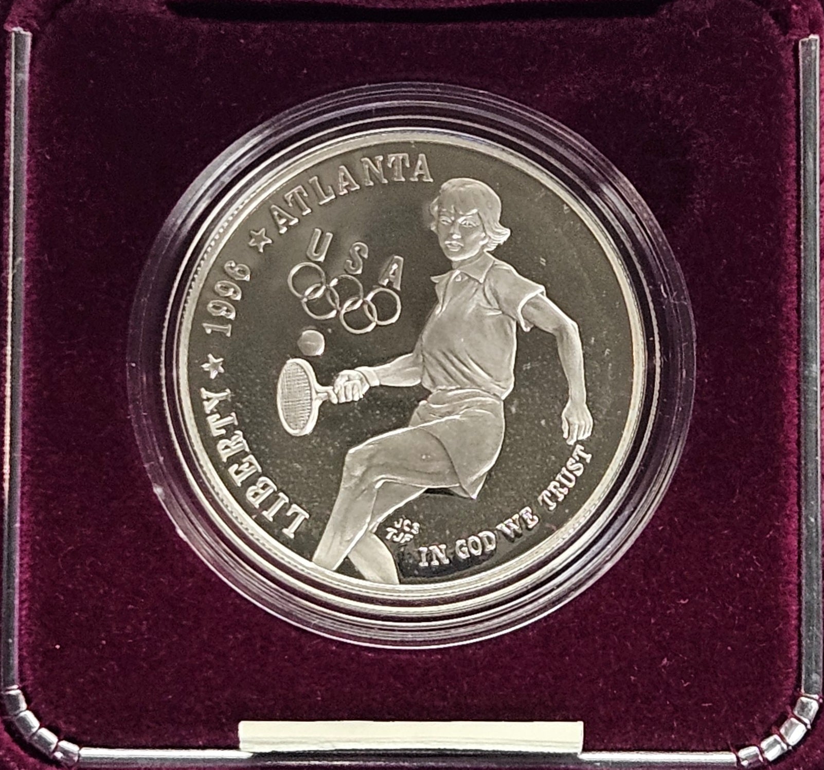 1996-P Olympic Tennis Silver Dollar Gem Brilliant Proof – Mount Vernon Coin
