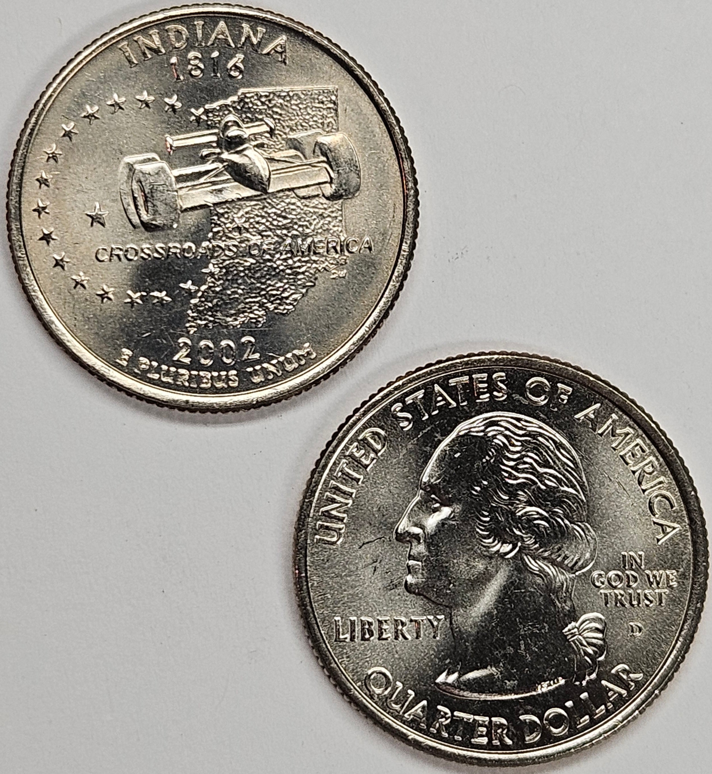 2002-P and D Pair Indiana State Quarters Choice BU – Mount Vernon Coin