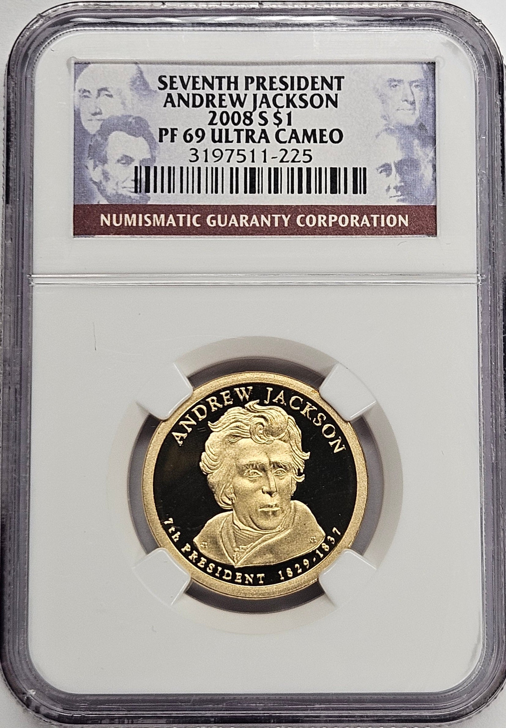 2008-S Andrew Jackson Presidential Dollar NGC PF-69 Ultra Cameo Seventh ...