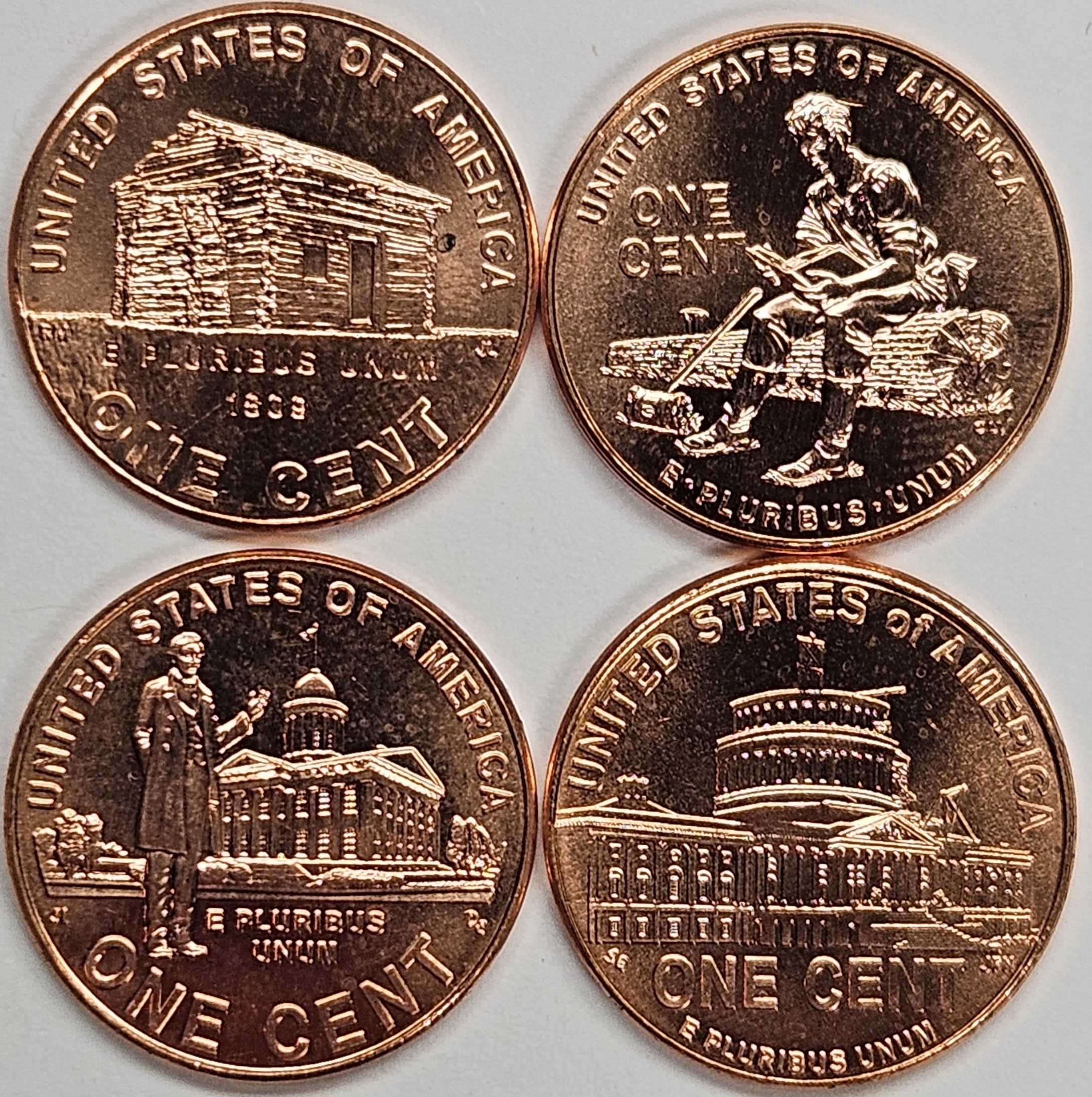 All 4 2009 P-Mint Bicentennial Lincoln Cents Brilliant Uncirculated ...