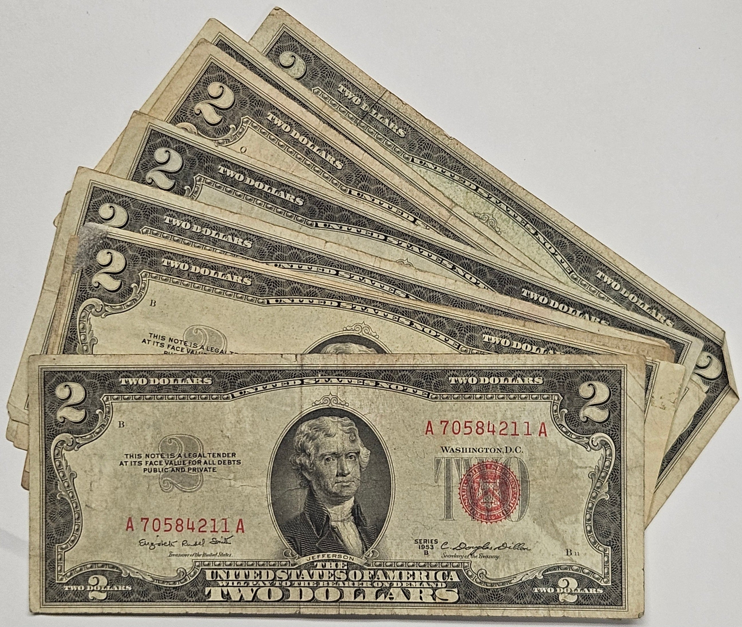 10 $2.00 Red Seal notes . . . . Good to Fine – Mount Vernon Coin
