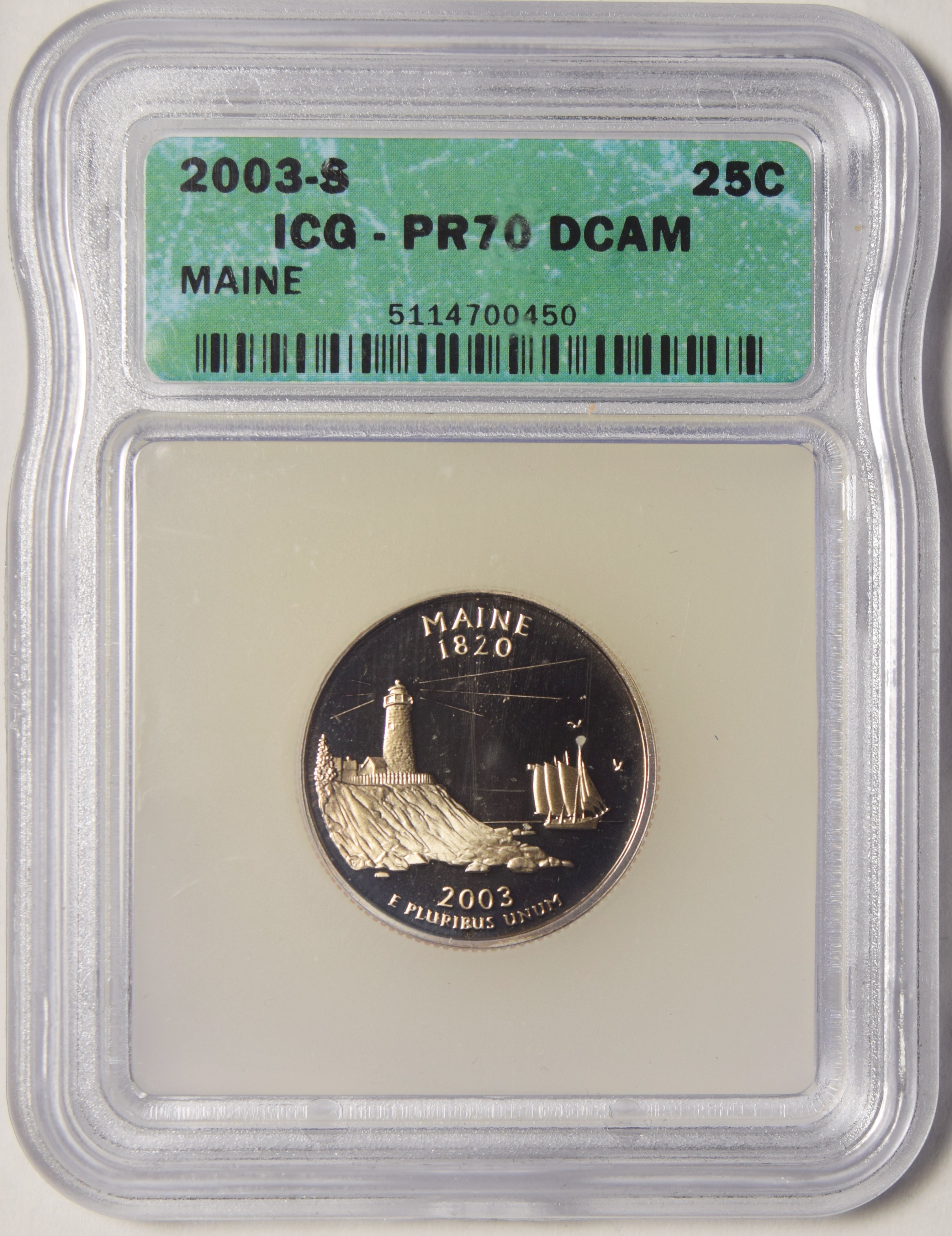 2003-S Maine State Quarter ICG PR-70 DCAM – Mount Vernon Coin
