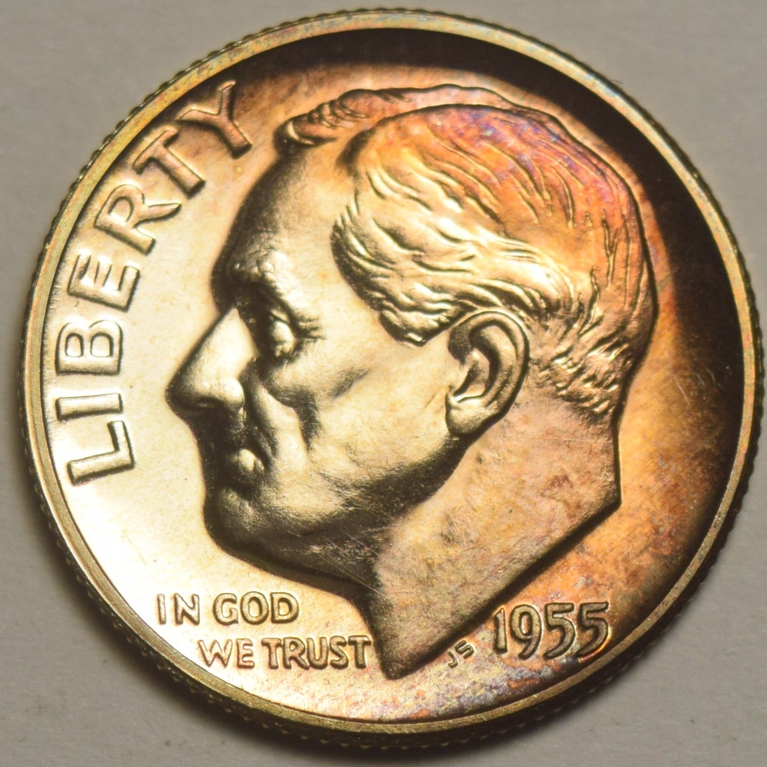 1955 Roosevelt Dime Superb Brilliant Proof Toned – Mount Vernon Coin