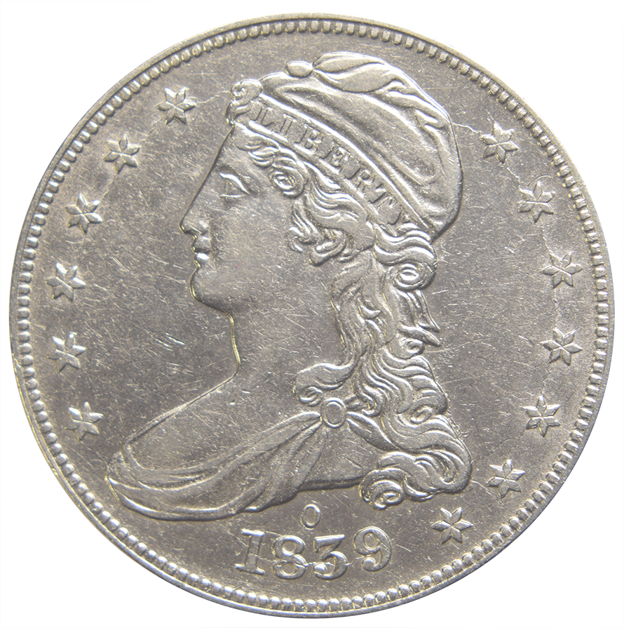 1839-O Reeded Edge Bust Half Choice About Uncirculated – Mount Vernon Coin