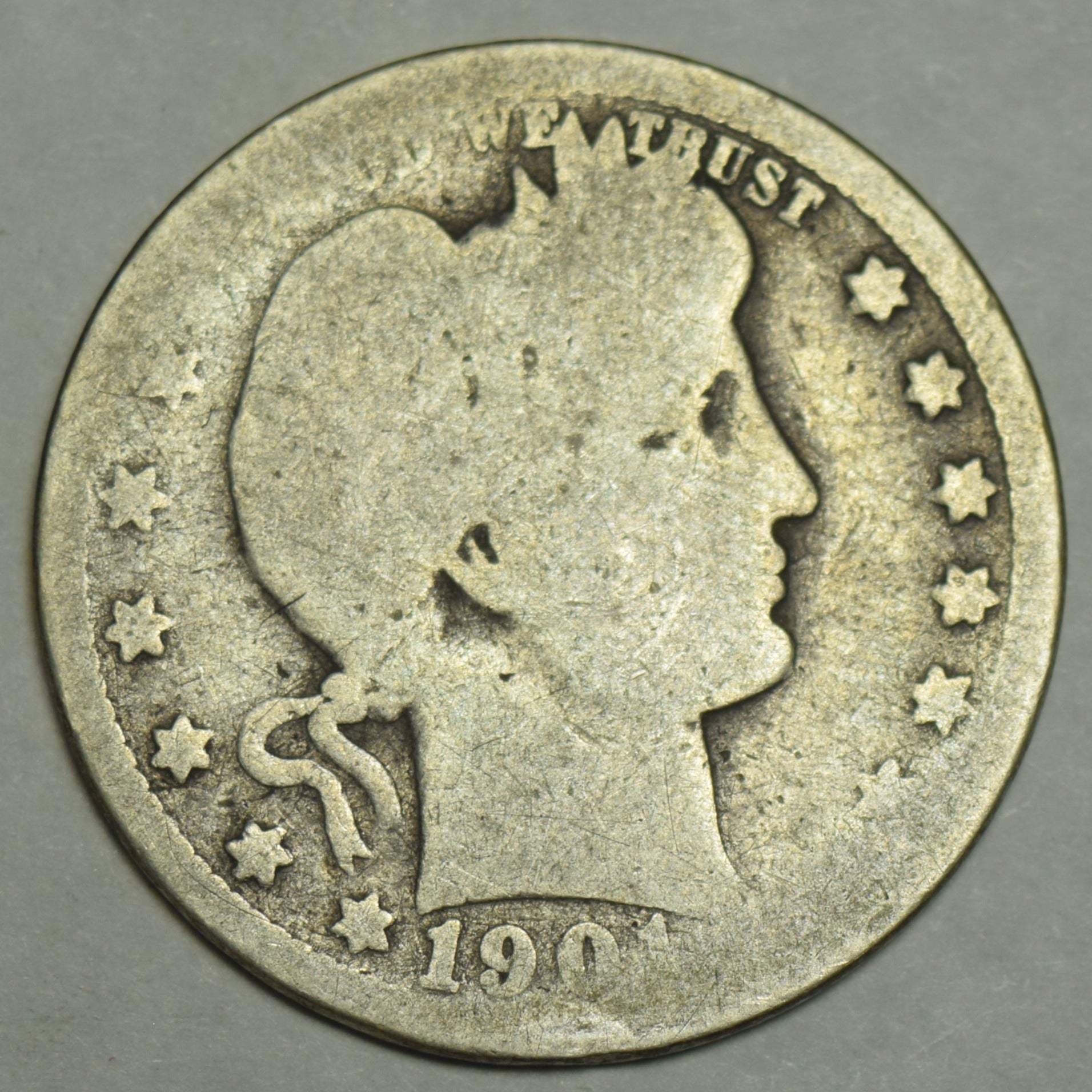 1901 Barber Quarter About Good – Mount Vernon Coin