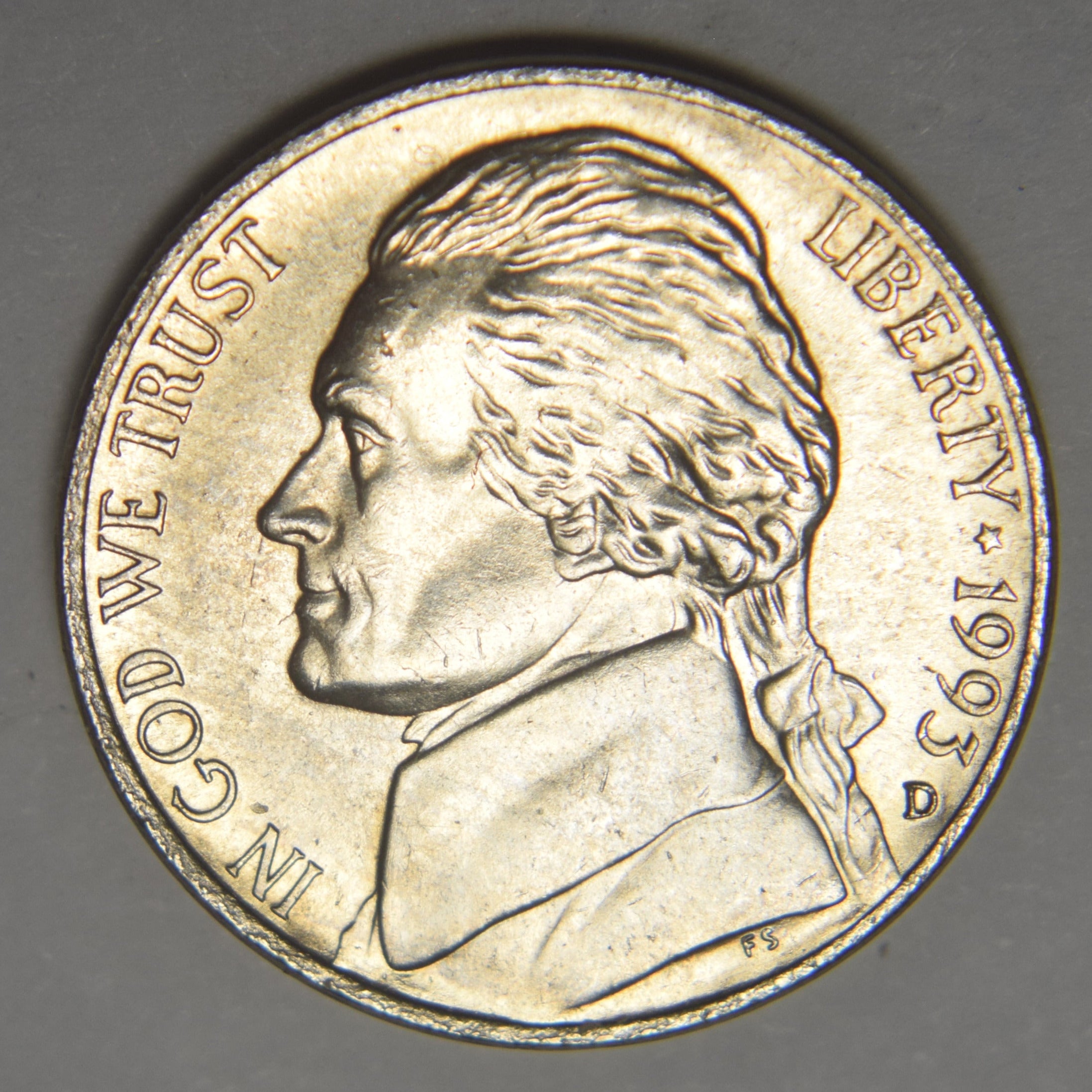 1993-D Jefferson Nickel Brilliant Uncirculated – Mount Vernon Coin