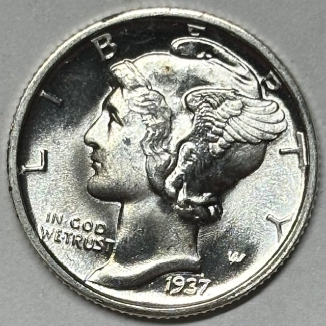 1937-D Mercury Dime Gem BU Full Bands – Mount Vernon Coin